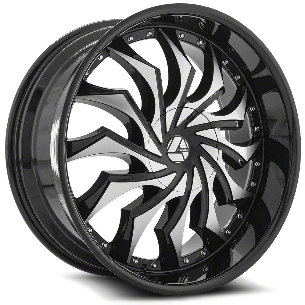 Azara Mustang AZA-515 Gloss Black and Machined Wheel; Rear Only; 22x8.5; 38mm Offset AZA ...