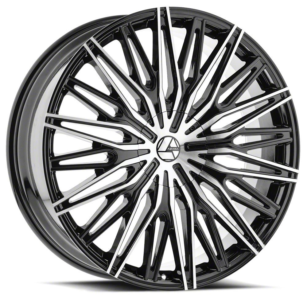 Azara Mustang AZA-522 Gloss Black and Machined Wheel; Rear Only; 22x8.5; 38mm Offset ...