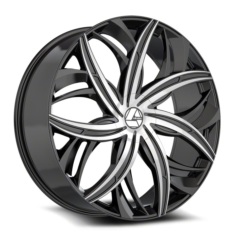 Azara Mustang AZA-541 Gloss Black and Machined Wheel; Rear Only; 22x8.5; 38mm Offset AZA ...