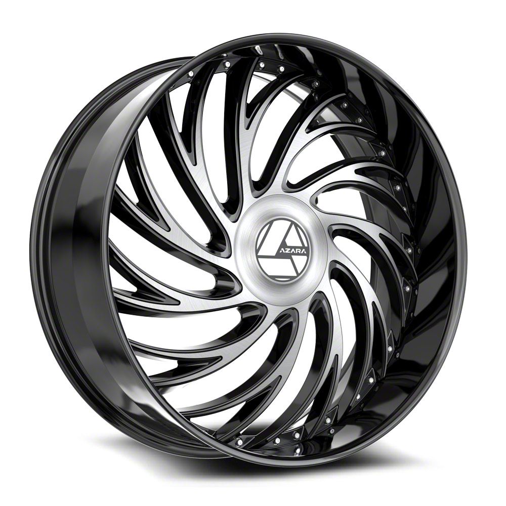 Azara Mustang AZX-101 Gloss Black and Machined Wheel; Rear Only; 22x8.5; 38mm Offset AZX ...