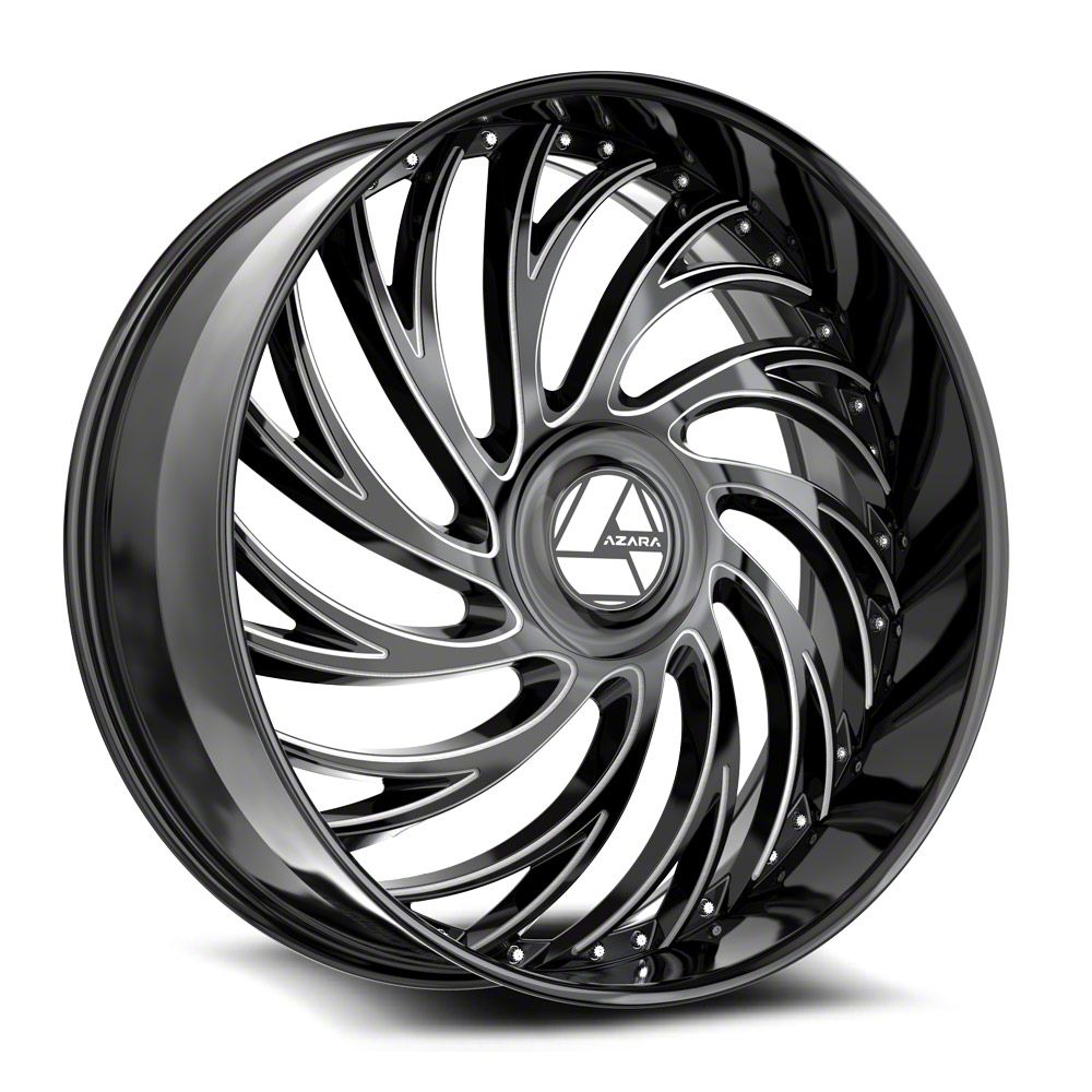 Azara Mustang AZX-101 Gloss Black and Milled Wheel; 20x8.5; 35mm Offset ...