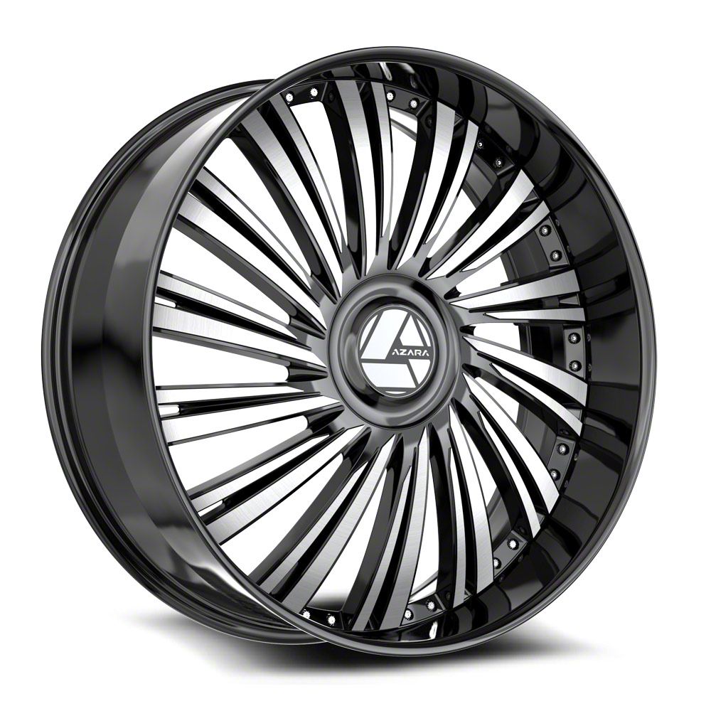 Azara Mustang AZX-102 Gloss Black and Machined Wheel; 22x8.5; 38mm Offset AZX-10222853638BM (24 ...