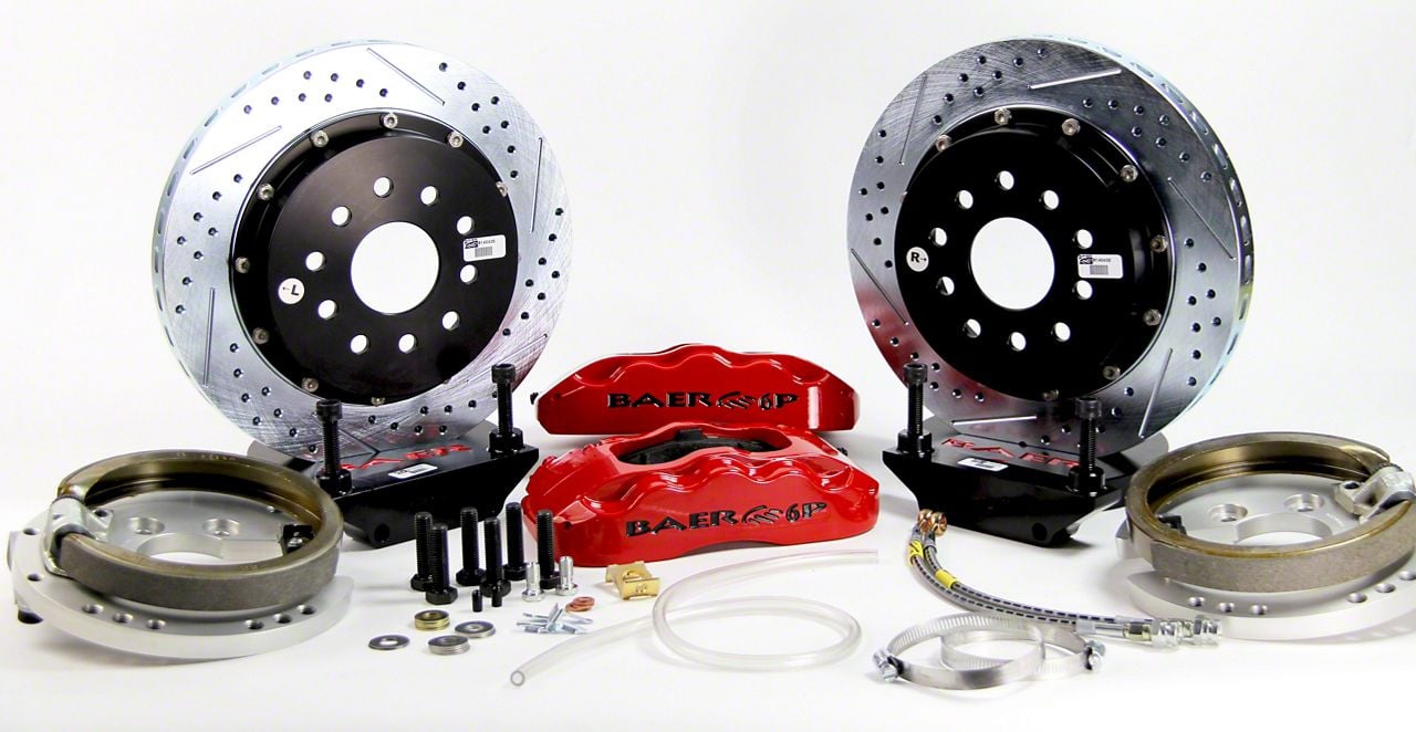Baer Mustang Pro+ Rear Big Brake Kit with 14-Inch Rotors; Red Calipers ...