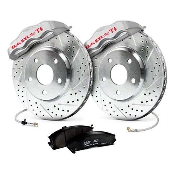 Baer Mustang Track-4 Front 5-Lug Big Brake Kit; Silver Calipers ...