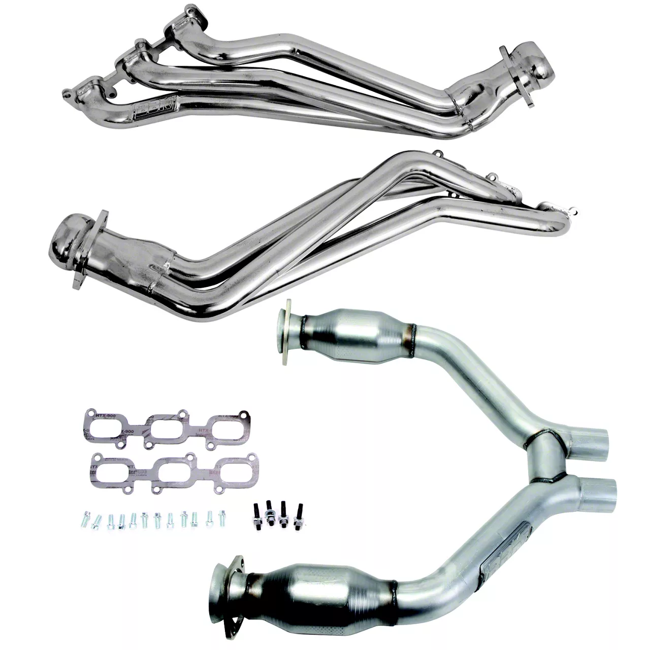 BBK Mustang 1-3/4-Inch Long Tube Headers with Catted H-Pipe; Polished ...