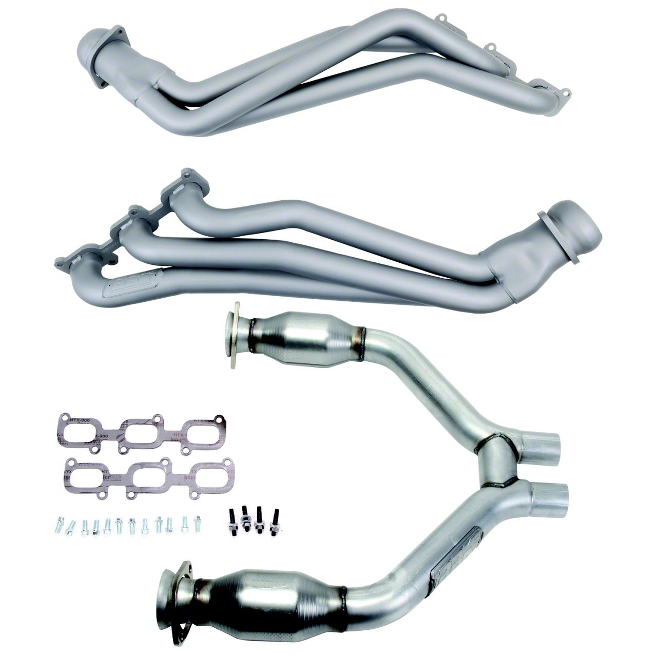 BBK Mustang 1-3/4-Inch Long Tube Headers with Catted H-Pipe; Titanium ...