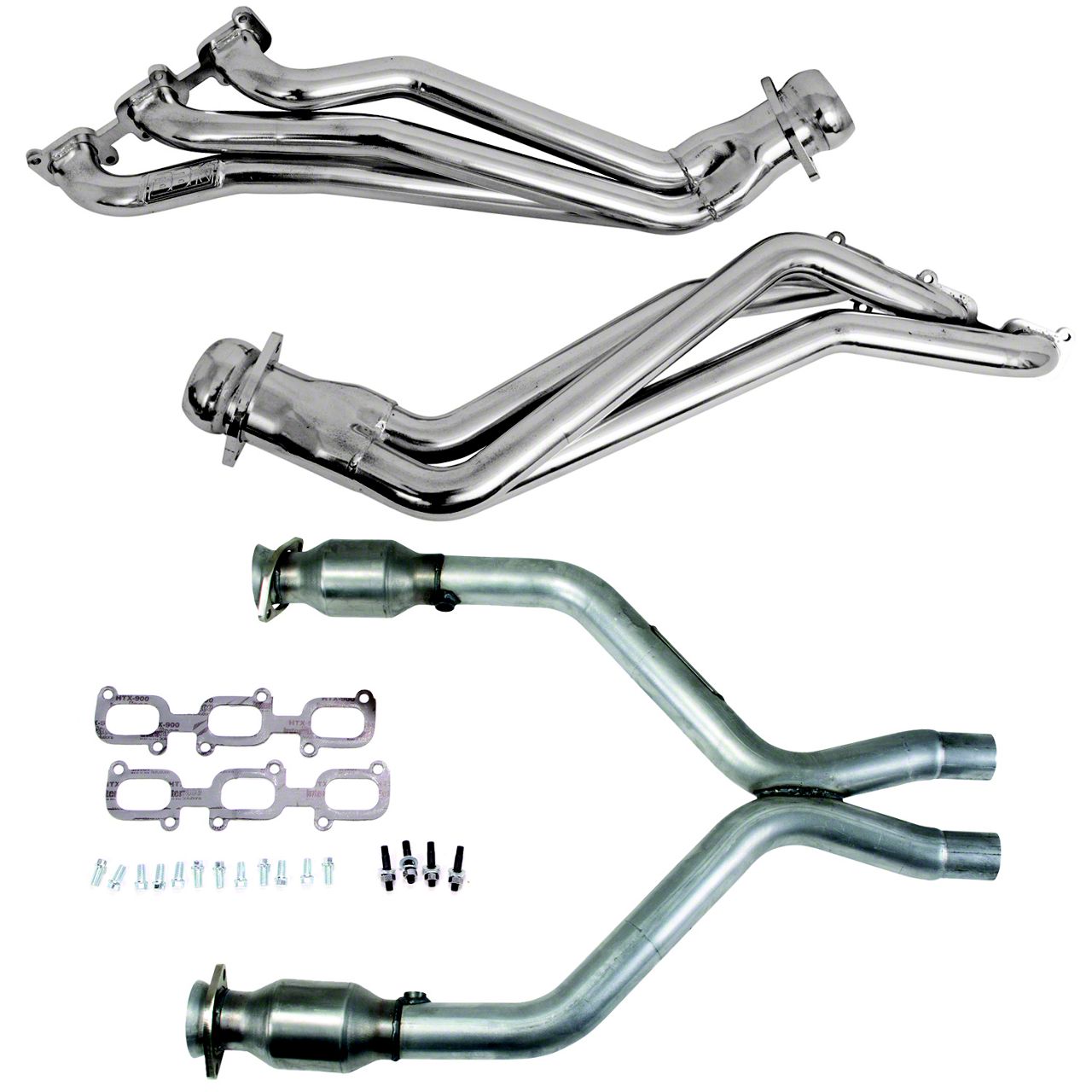 BBK Mustang 1-3/4-Inch Long Tube Headers with Catted X-Pipe; Polished ...