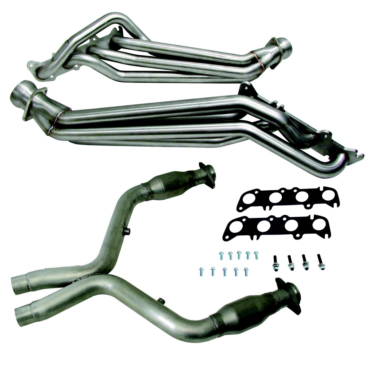 BBK Mustang 1-3/4-Inch Long Tube Headers with Catted X-Pipe; Stainless ...