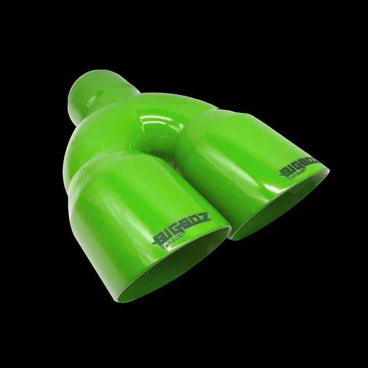 Bigboz Exhaust Challenger 4-Inch Quad Bolt-On Exhaust Tips; Lime Green ...