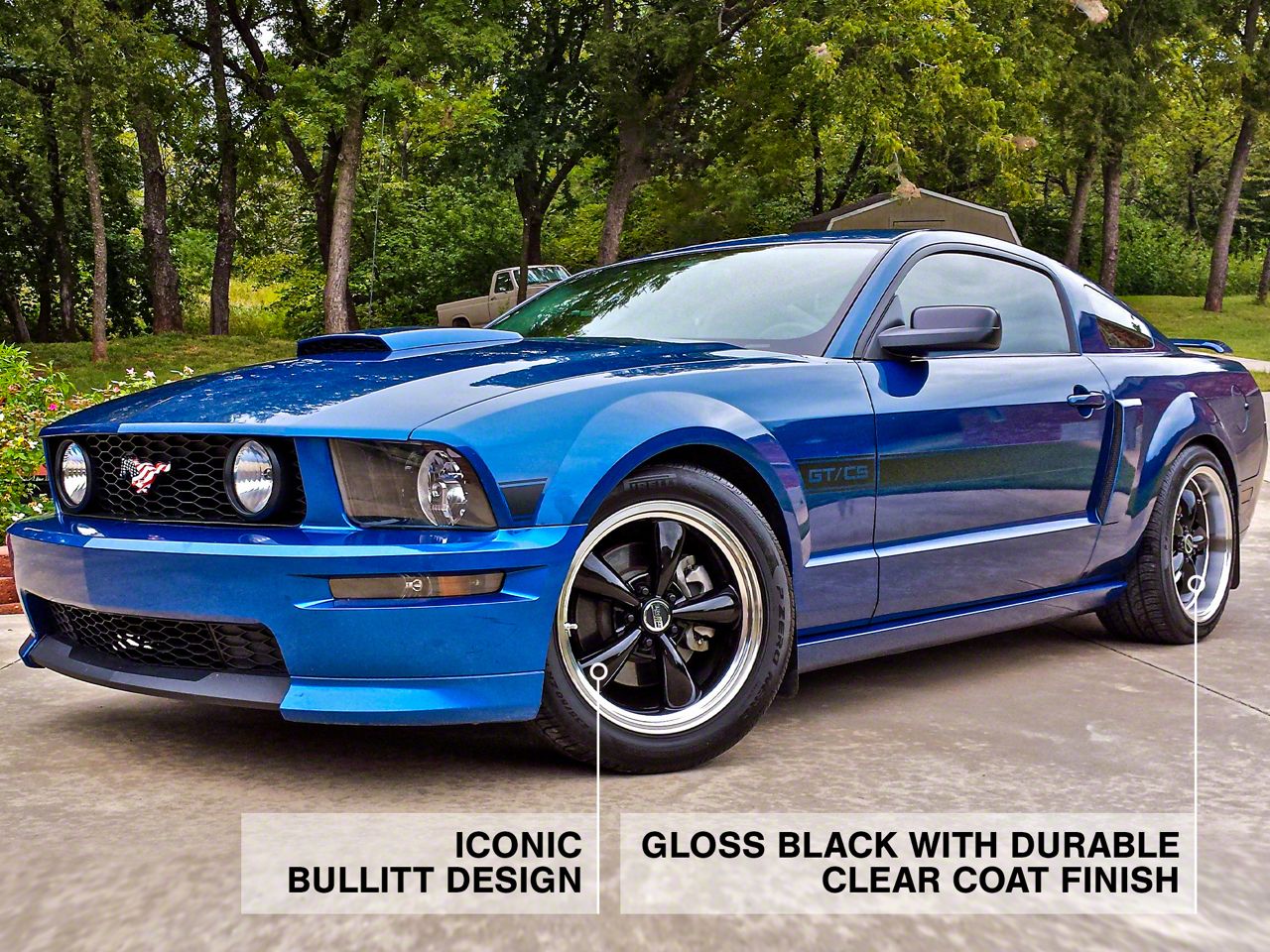 Mustang Deep Dish Bullitt Gloss Black Wheel; Rear Only; 18x10; 45mm ...