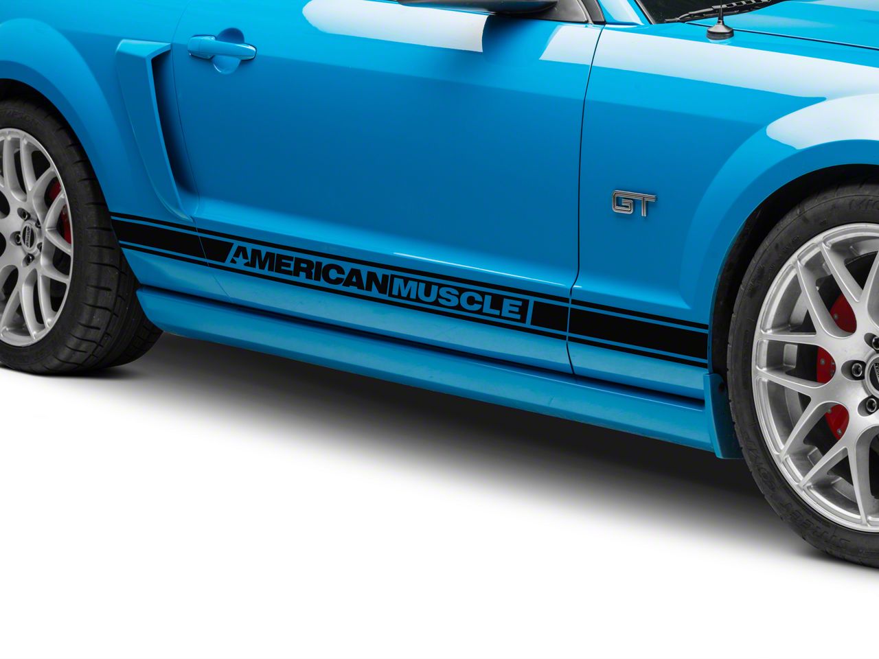 SEC10 Mustang Rocker Stripes with AmericanMuscle Logo; Black 26183G05 ...