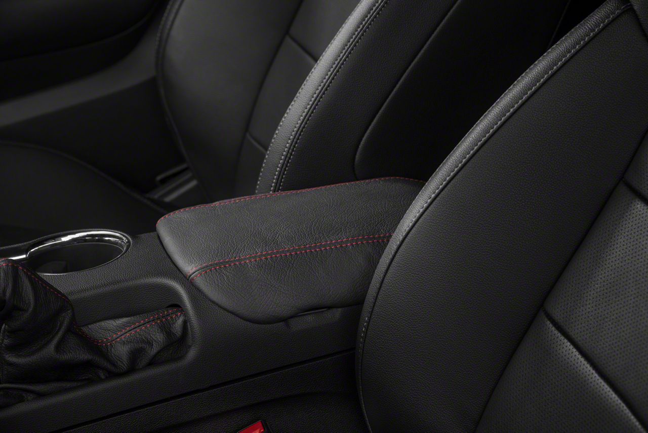 SpeedForm Mustang Premium Leather Armrest Cover; Red Stitching 389287 ...