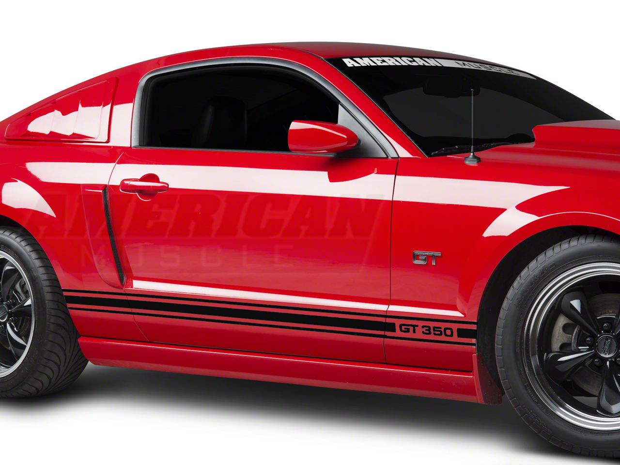 SEC10 Mustang Rocker Stripes with GT350 Logo; Black 26210G05 (05-14 ...