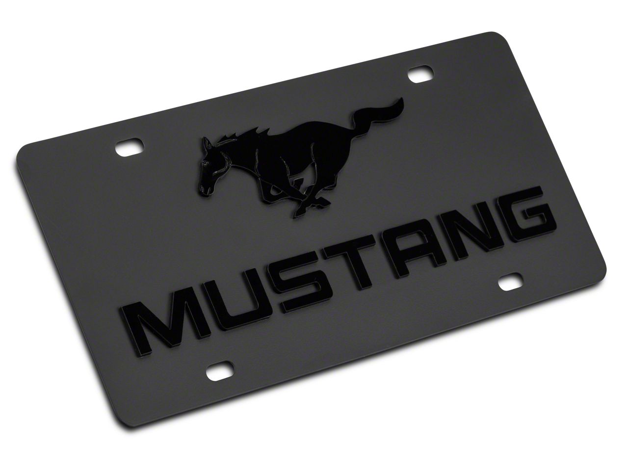 SpeedForm Mustang Front License Plate with Pony Lettering Logo; Black ...