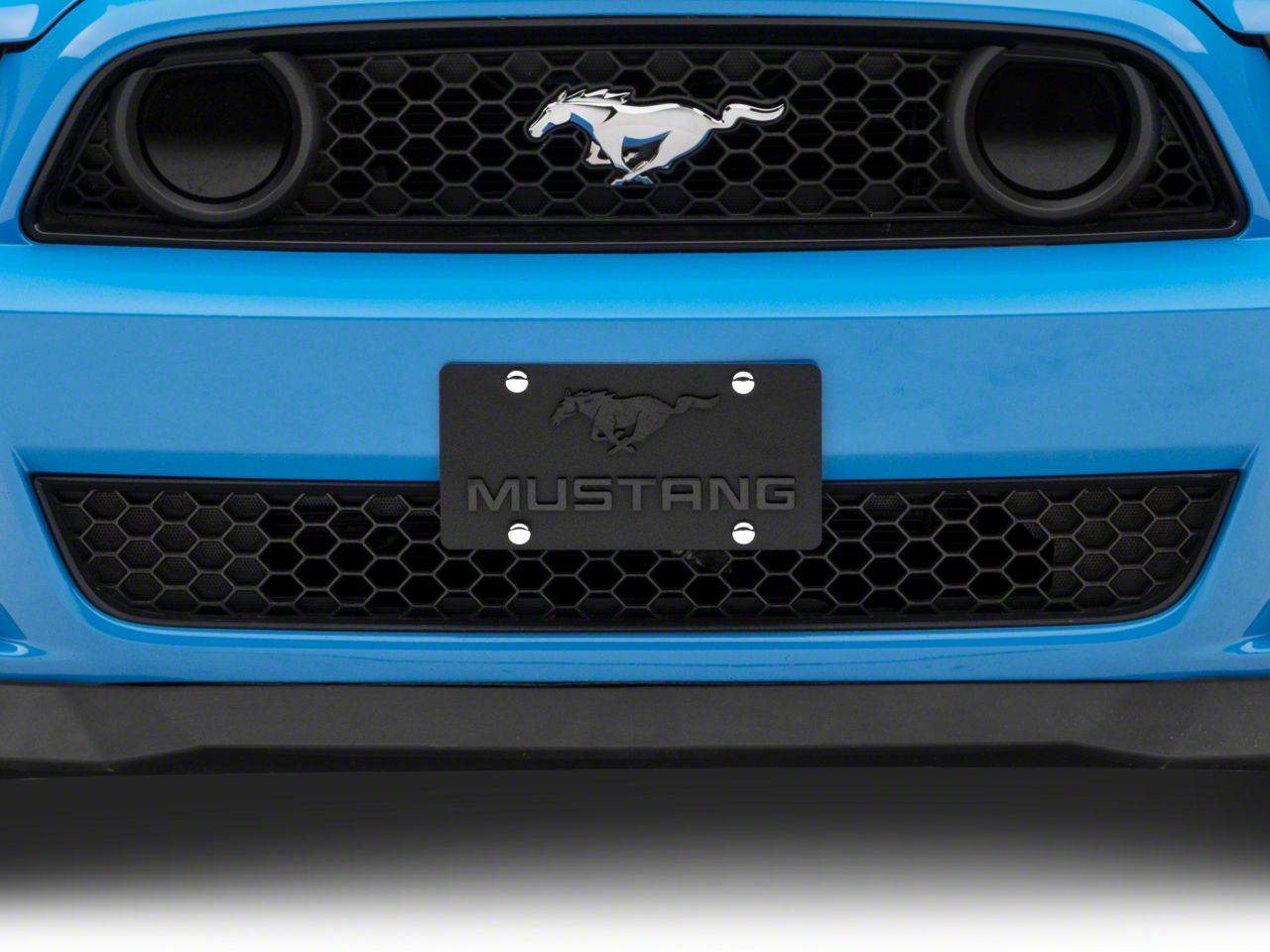 SpeedForm Mustang Front License Plate with Pony Lettering Logo; Black ...