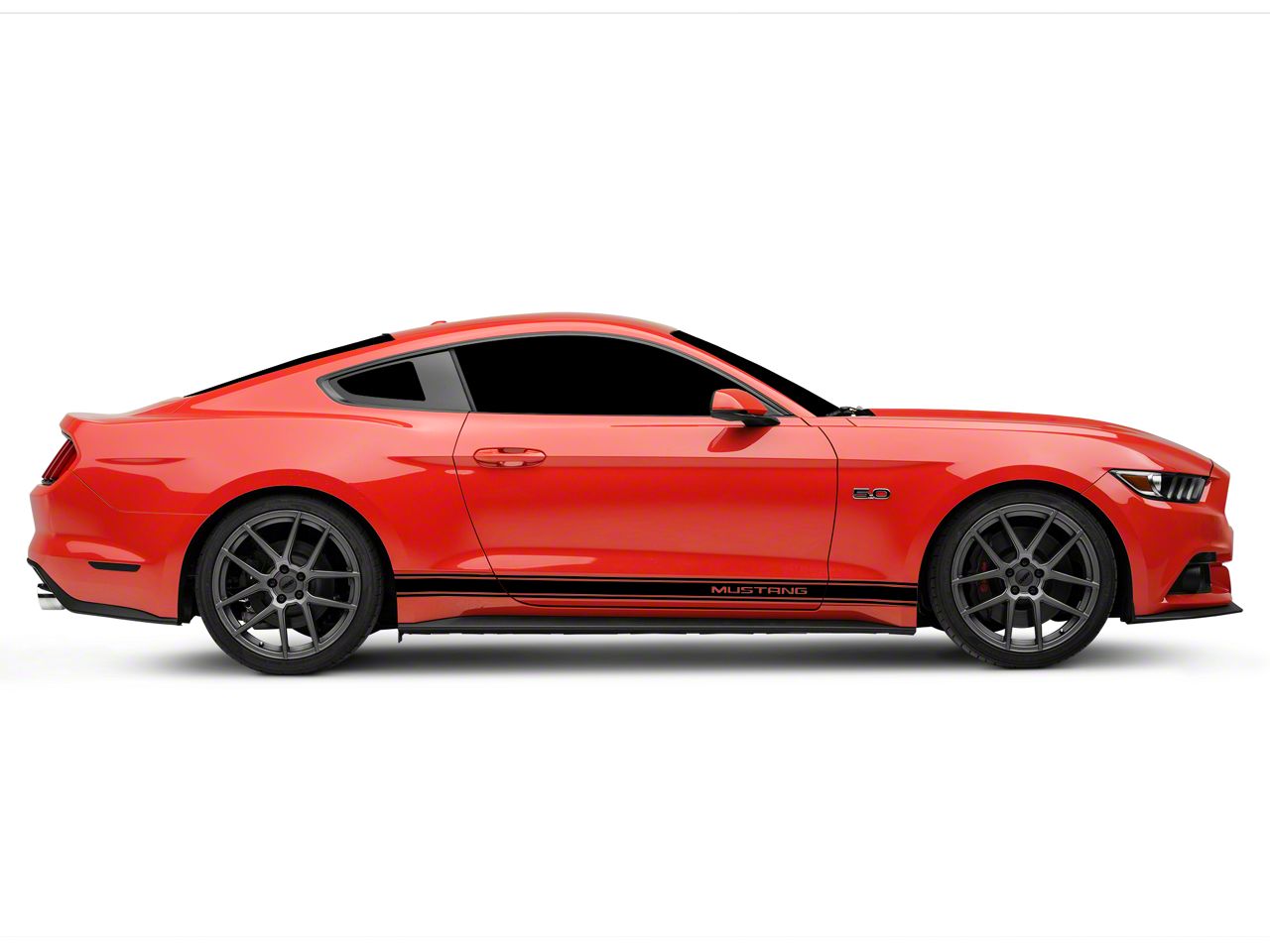 Mustang Rocker Stripes with Mustang Lettering; Black (15-23 Mustang ...