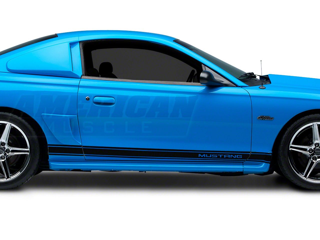 Mustang Rocker Stripes with Mustang Lettering; Black (94-04 Mustang ...