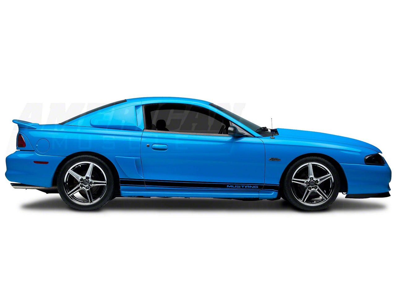 Mustang Rocker Stripes with Mustang Lettering; Black (94-04 Mustang ...