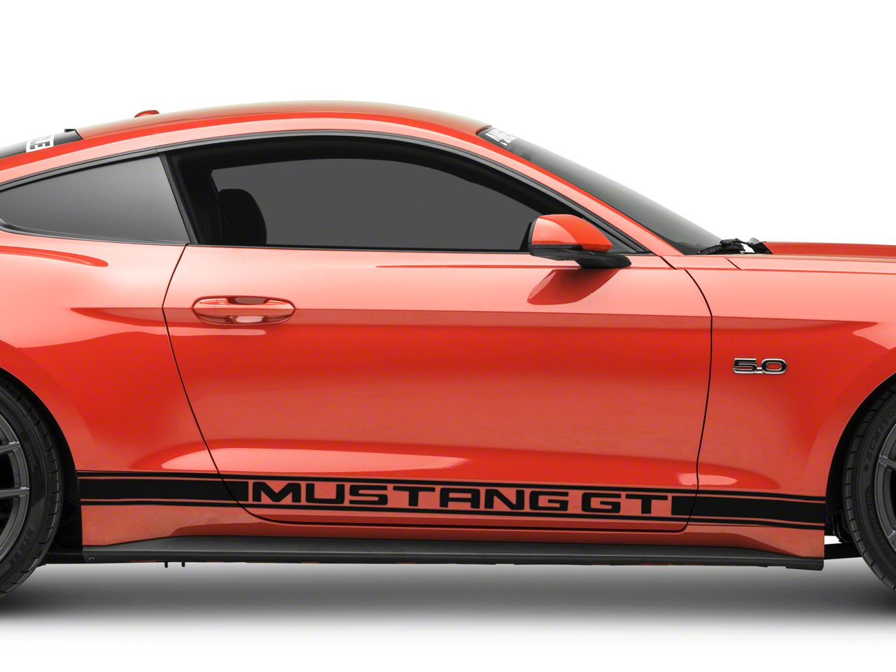 Mustang Rocker Stripes with Mustang GT Lettering; Black (15-23 Mustang ...