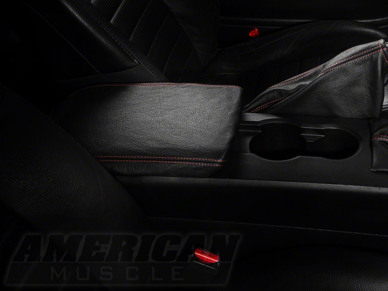 SpeedForm Mustang Premium Leather Armrest Cover; Red Stitching 12770 ...