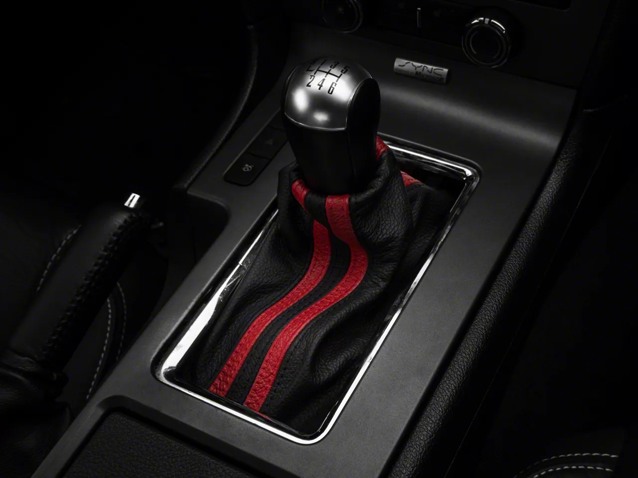 SpeedForm Mustang Premium Black Leather Shift Boot; Dual Red Stripe ...