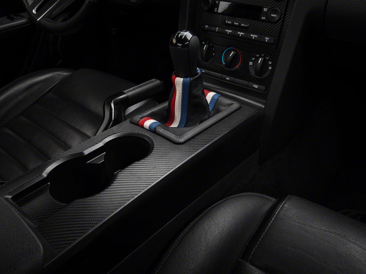 SpeedForm Mustang Premium Black Leather Shift Boot; Red, White and Blue ...