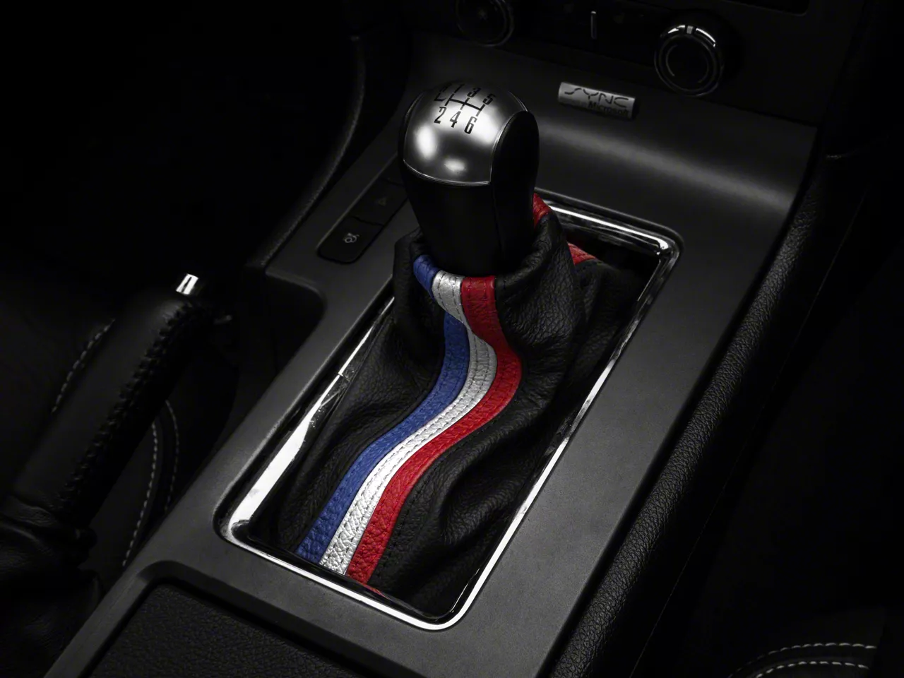 SpeedForm Mustang Premium Black Leather Shift Boot; Red, White and Blue ...