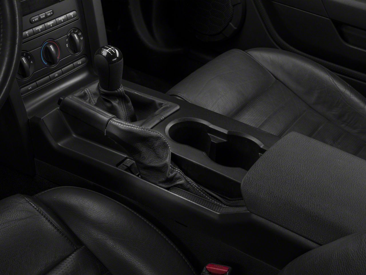 SpeedForm Mustang Premium Black Leather E-Brake Boot; Silver Stitch ...