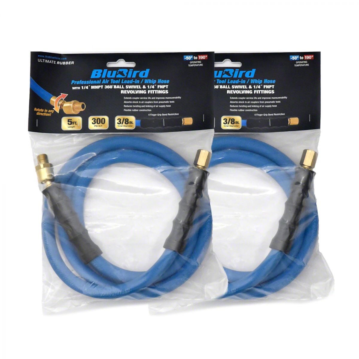 BluBird Universal AM 3/8-Inch Male-NPT Rubber Air Hose Whip/Snubber; 3/ ...