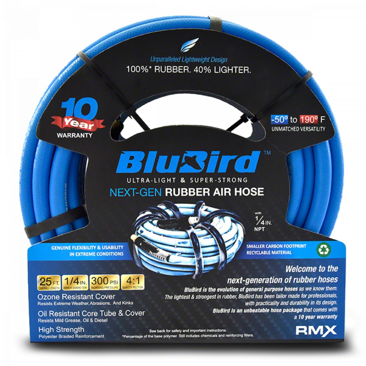 BluBird Universal AM Rubber Air Hose Assembly; 1/4-Inch x 25-Foot ...
