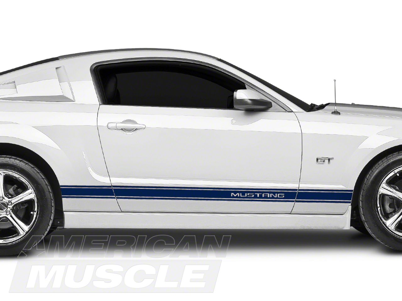 Mustang Rocker Stripes with Mustang Lettering; Blue (05-14 Mustang ...