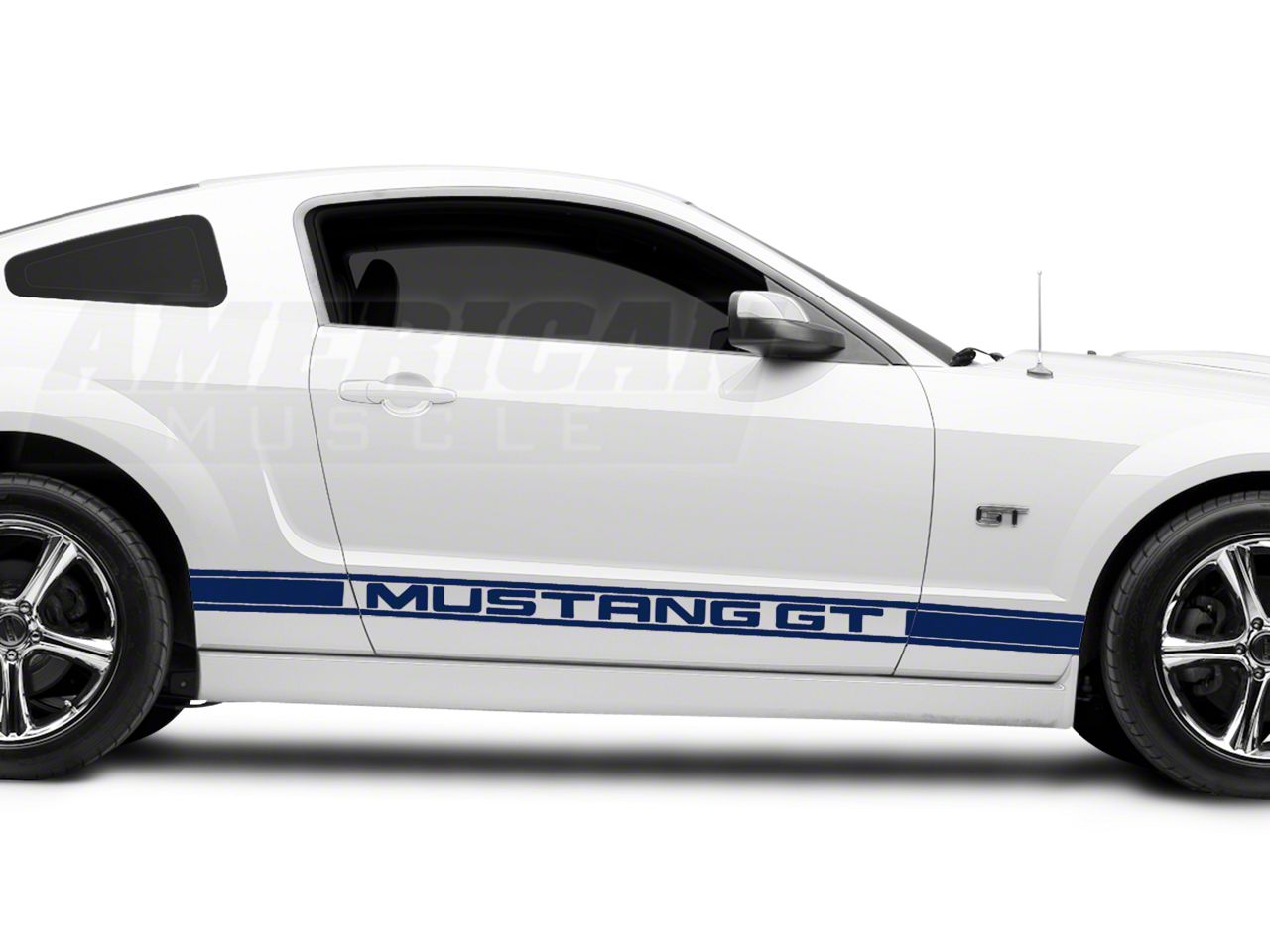 Mustang Rocker Stripes with Mustang GT Lettering; Blue (05-14 Mustang ...