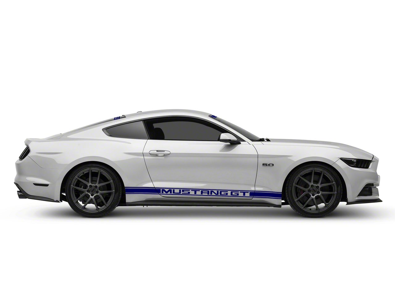 Mustang Rocker Stripes with Mustang GT Lettering; Blue (15-23 Mustang ...