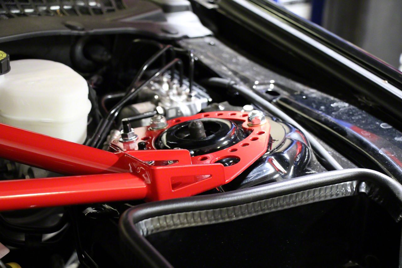 BMR Mustang Tubular Strut Tower Brace; Red BMR-STB760R (15-25 Mustang ...