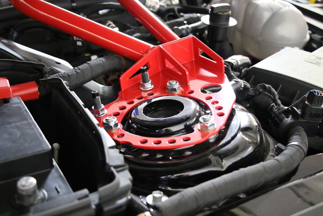 BMR Mustang Tubular Strut Tower Brace; Red BMR-STB760R (15-25 Mustang ...