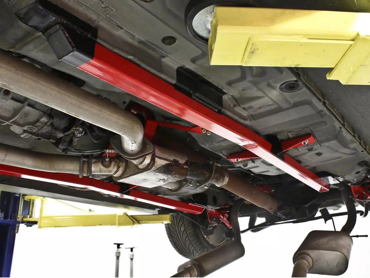 BMR Mustang Weld-On Boxed Subframe Connectors; Premium; Red BMR-SFC025R ...