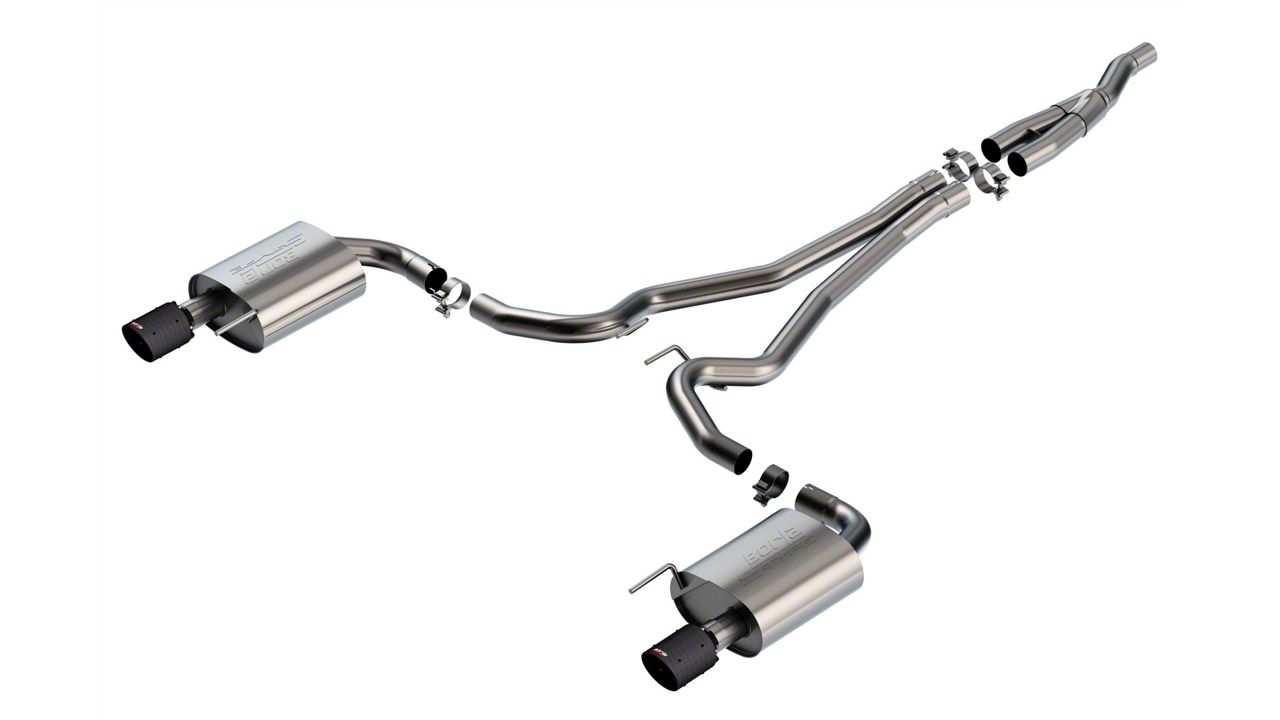 Borla Mustang S-Type Cat-Back Exhaust with Black Carbon Fiber Tips ...