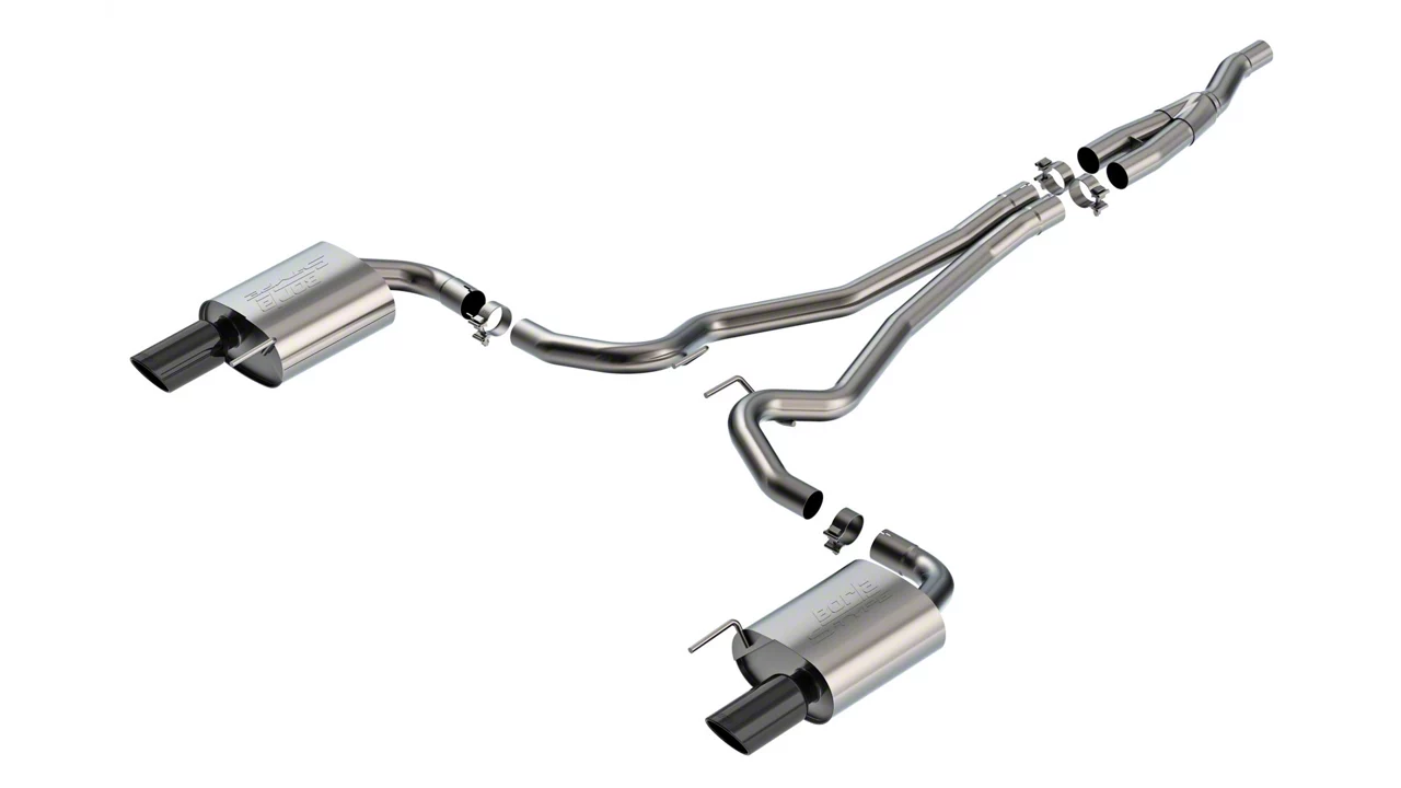 Borla Mustang S-Type Cat-Back Exhaust with Black Chrome Tips 140979BC ...