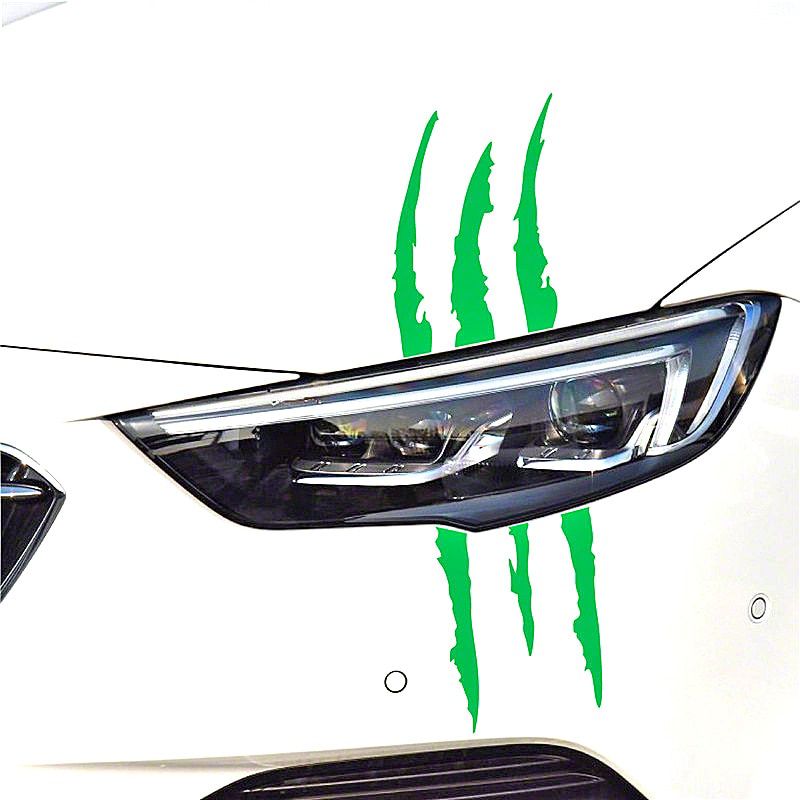 Charger Vinyl Claw Thrash Mark Headlight Decal; Gloss Green (Universal ...