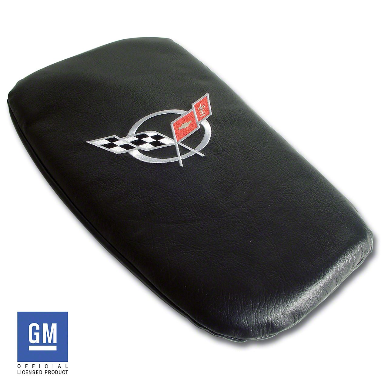 CA Corvette Console Armrest Cover; Black with Silver Logo 46761 (97-04 ...