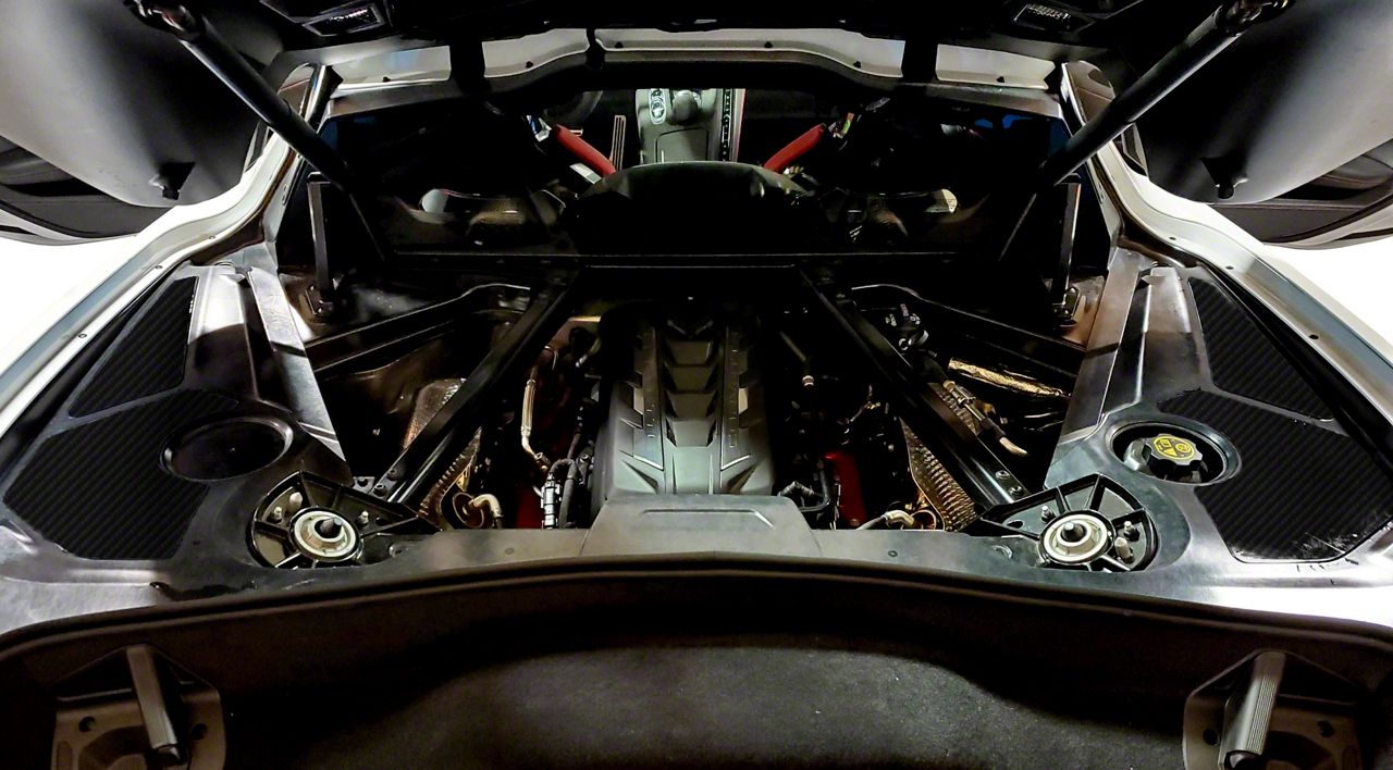 Corvette Engine Bay Trim Panel Accents; Gloss Hydro Carbon Fiber (20-26 ...