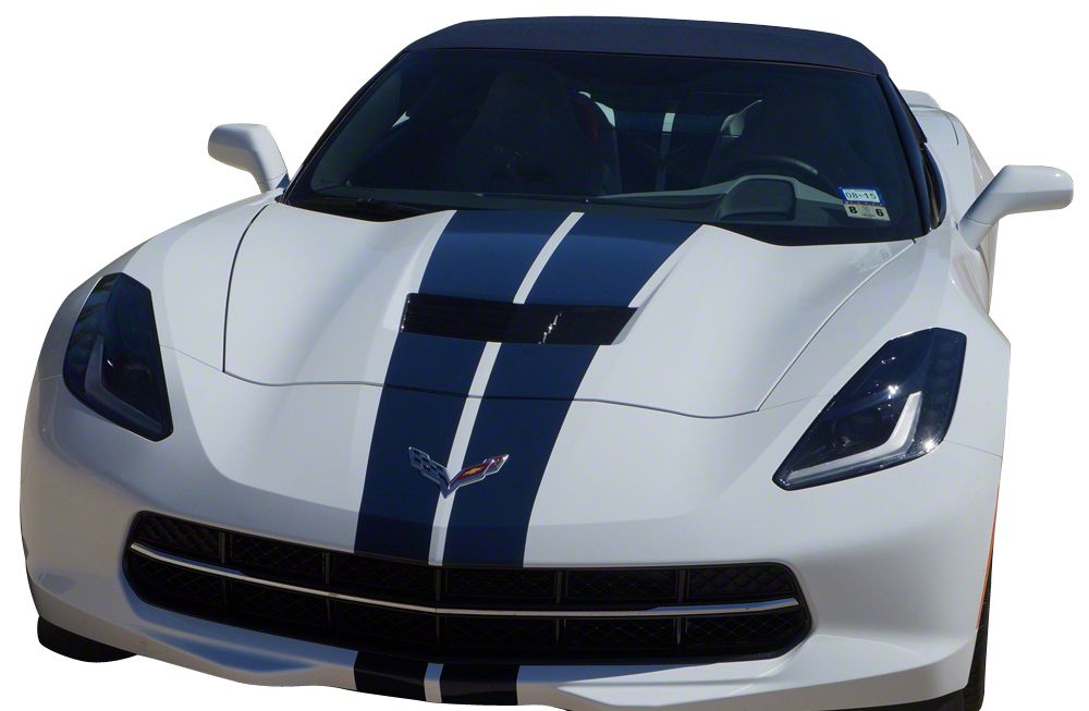Corvette Front to Back Dual Stripes; Tension Blue (97-19 Corvette C5 ...