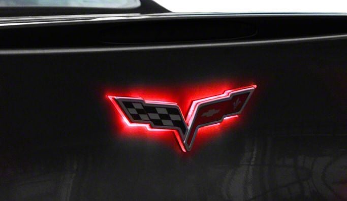 Corvette LED Crossed Flags Emblem (05-13 Corvette C6) - Free Shipping