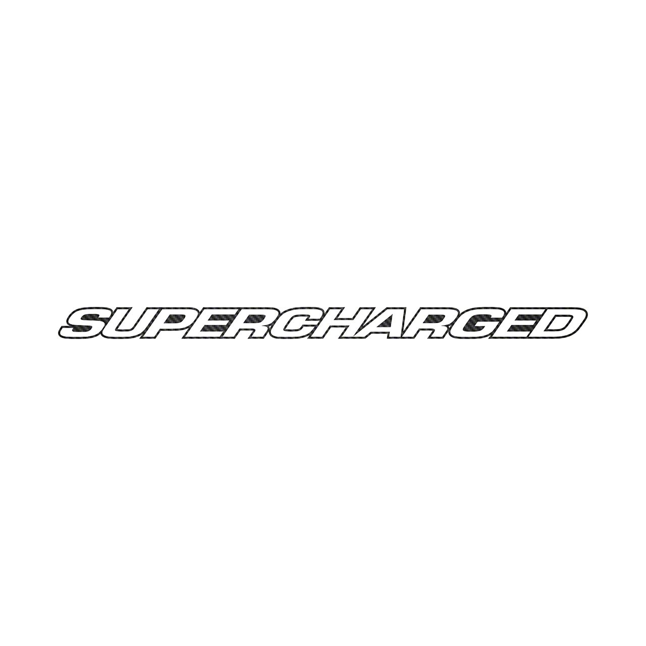 Mustang SUPERCHARGED Script Windshield Decal; Outlined Lettering; 40-Inch; Carbon Fiber ...
