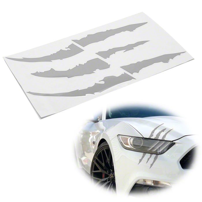Mustang Vinyl Claw Thrash Mark Headlight Decal; Gloss Silver (Universal ...