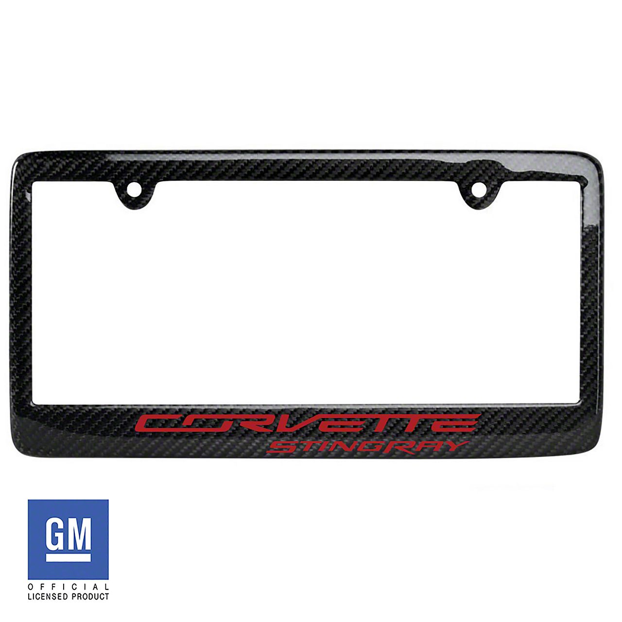 Universal AM License Plate Frame with Red Corvette Stingray Script ...