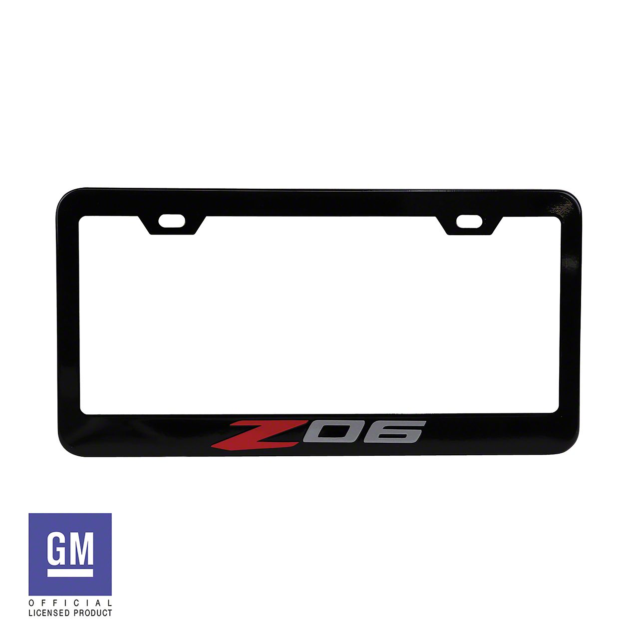 Universal AM License Plate Frame with Red and Silver Z06 Logo; Matte ...