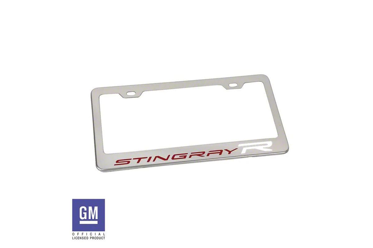 Universal AM License Plate Frame with Red and White Stingray R Logo ...