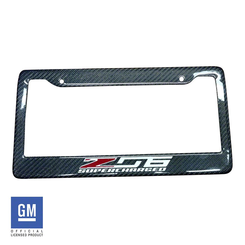 Universal AM License Plate Frame with Z06 Logo; Carbon Fiber (Universal ...