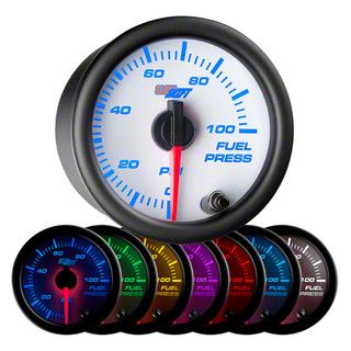 Camaro 100 PSI Fuel Pressure Gauge; White 7 Color (Universal; Some ...